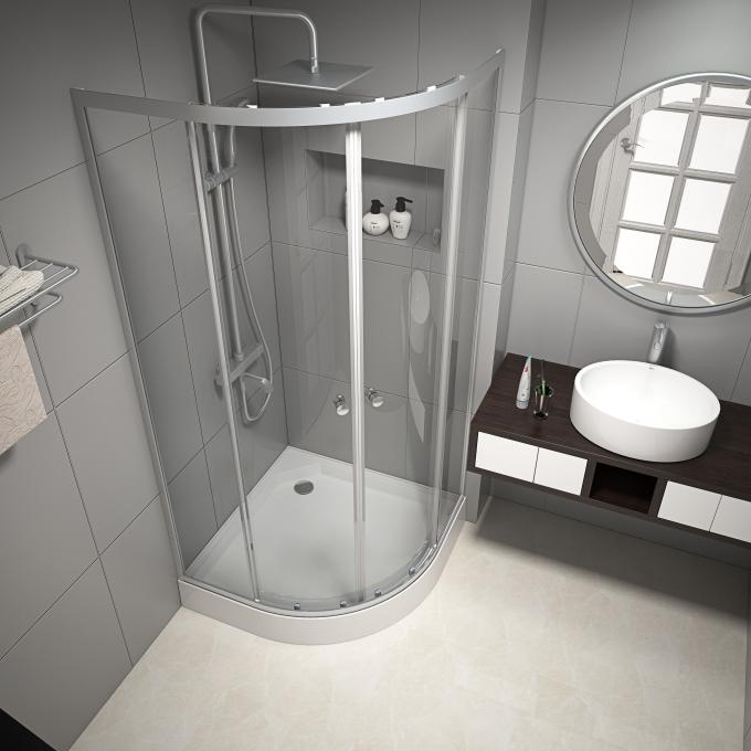 900x900x2000mm Kamar Mandi Curved Corner Shower Enclosure Shower Dan